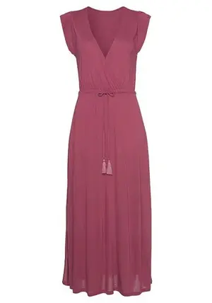 LASCANA Side Slit Maxi Dress - Berry