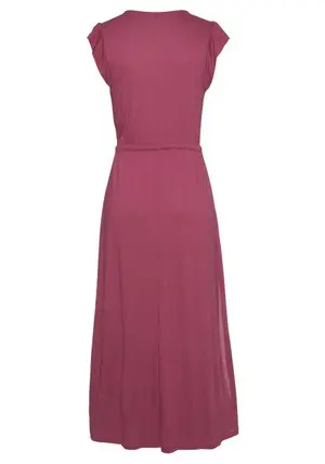 LASCANA V-neck Maxi Dress With Drawstring Waist - Berry
