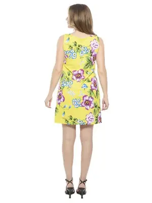 24SEVEN COMFORT APPAREL Floral Sleeveless A-line Mini Shift Dress - Yellow Multi