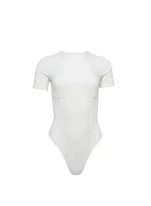 FLEUR DU MAL Organic Cotton T-shirt Bodysuit - Ivory