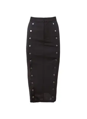 FLEUR DU MAL Midi Skirt With Snap Button Detail