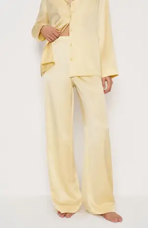 REFORMATION Ella Silk Satin Pajamas - Blonde