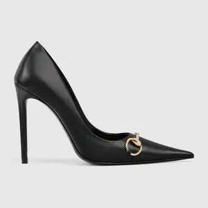 Gucci Donna Leather Pump With Horsebit Detail - Black