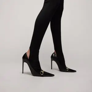 Gucci Donna Leather Pump With Horsebit Detail - Black