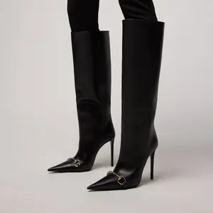 Gucci Donna Over-the-knee Leather Boots With Horsebit Detail