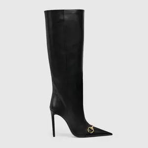 Gucci Donna Over-the-knee Leather Boots With Horsebit Detail - Black