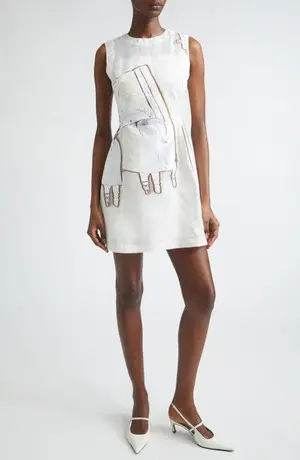 JASON WU Collage Jacquard Organza Minidress - Chalk/plaster