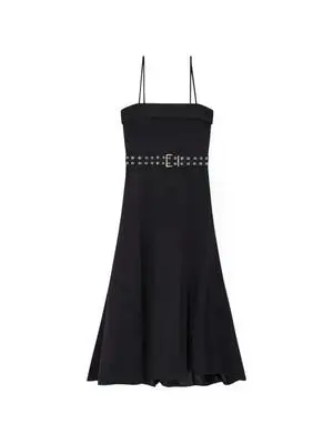 GANNI Belted Midi A-line Dress