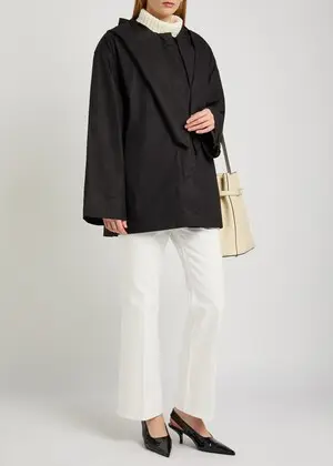 TOTEME Hooded Scarf-effect Cotton Jacket - Black