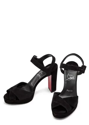 CHRISTIAN LOUBOUTIN Cora 100 Suede Sandals - Black