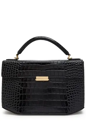 TOTEME Crocodile-effect Leather Top Handle Bag - Black