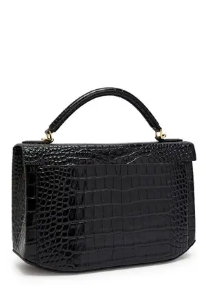 TOTEME Crocodile-effect Leather Top Handle Bag - Black