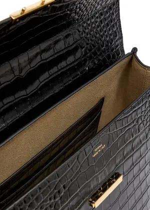 TOTEME Crocodile-effect Leather Top Handle Bag - Black