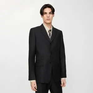 Burberry Striped Wool Mohair Tailored Jacket - Black