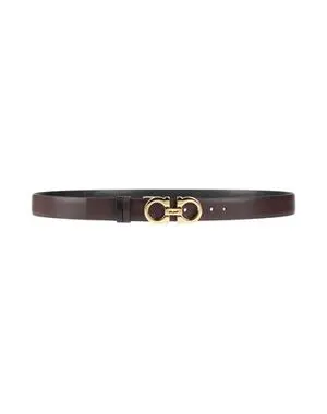 FERRAGAMO Pebbled Leather Belt With Logo - Brown