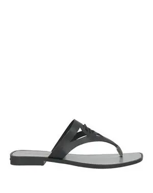 Karl Lagerfeld Leather Thong Sandals With Cutout Detail - Black