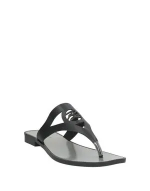 Karl Lagerfeld Leather Thong Sandals With Cutout Detail - Black
