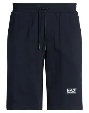 EA7 Cotton French Terry Shorts - Blue