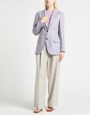 Brunello Cucinelli Blazer In Hemp, Linen, And Ecobrass - Lilac