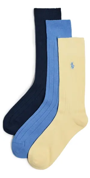 Polo Ralph Lauren Cotton Ribbed Socks - 3 Pack Sftbl