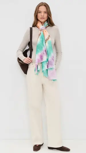 Faherty Brand Tie Dye Printed Oblong Scarf