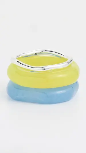 Madewell Sculptural Resin Bangle Bracelet Set - Tranquil Blue