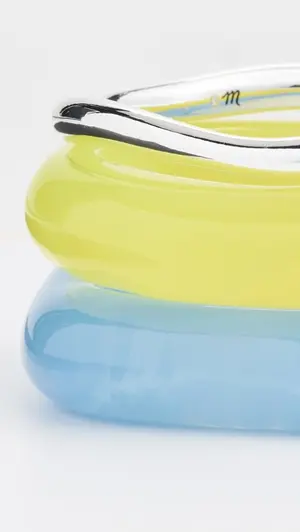 Madewell Sculptural Resin Bangle Bracelet Set - Tranquil Blue