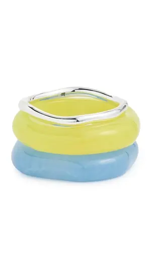Madewell Sculptural Resin Bangle Bracelet Set - Tranquil Blue