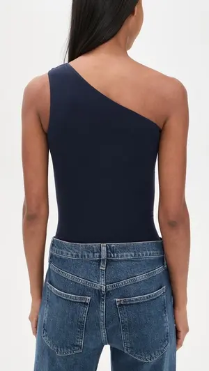 Commando One Shoulder Thong Bodysuit - Navy