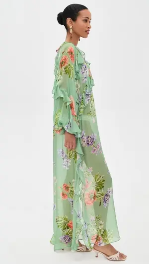 Hemant & Nandita Floral Ruffle Caftan