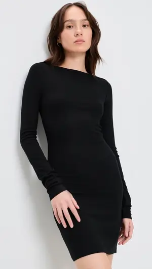 Eterne Long Sleeve Ribbed Mini Dress