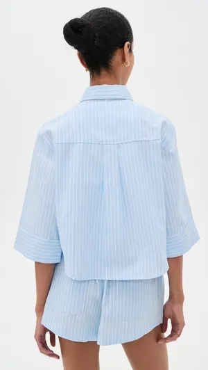 Blanknyc Sky Dive Shirt With Rolled Cuffs - Sky Dive/blue