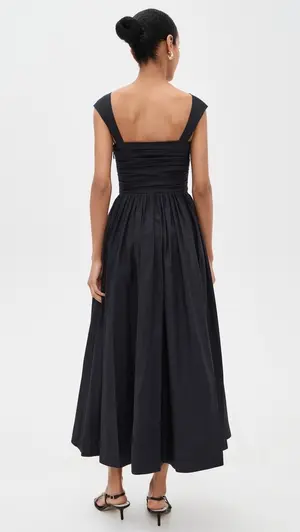 AMUR Galilea Ruched Square Neck Maxi Dress