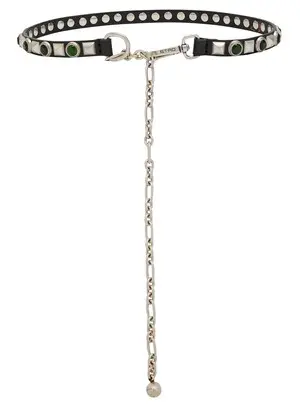 Etro Embellished Leather Chain Belt - Black