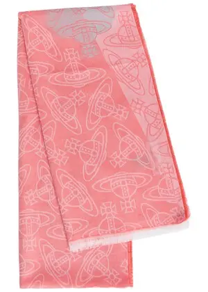 VIVIENNE WESTWOOD Graffiti Logo-monogrammed Cotton-blend Scarf - Red