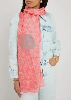 VIVIENNE WESTWOOD Graffiti Logo-monogrammed Cotton-blend Scarf - Red