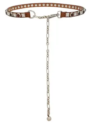 Etro Embellished Leather Chain Belt - Brown