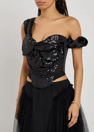 VIVIENNE WESTWOOD Sequin-embellished Mesh Corset Top