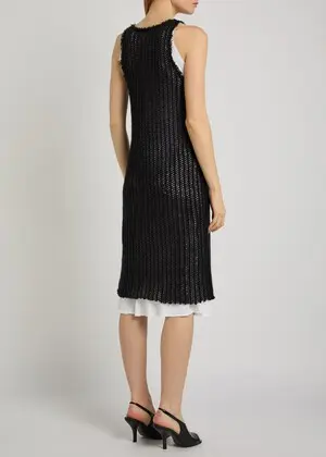 TOTEME Layered Mohair-blend Midi Dress - Black