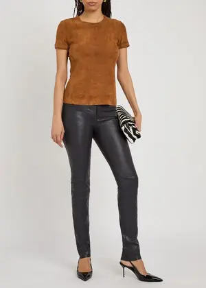 Stouls Stretch-suede T-shirt - Tan