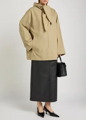 TOTEME Hooded Scarf-effect Cotton Jacket - Beige