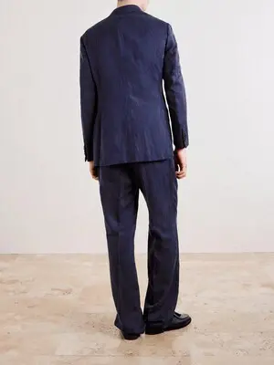 SAMAN AMEL Amo Straight-leg Pleated Suit Trousers - Blue