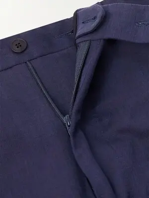 SAMAN AMEL Amo Straight-leg Pleated Suit Trousers - Blue