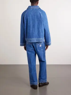 BODE Embroidered Merino Wool-blend Denim Jacket - Blue