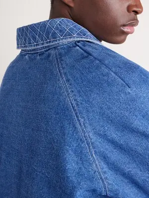 BODE Embroidered Merino Wool-blend Denim Jacket - Blue