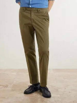 Boglioli Straight-leg Cotton-blend Trousers - Green