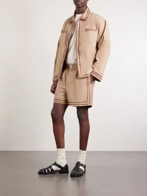 BODE Pleated Cotton-twill Shorts - Neutrals