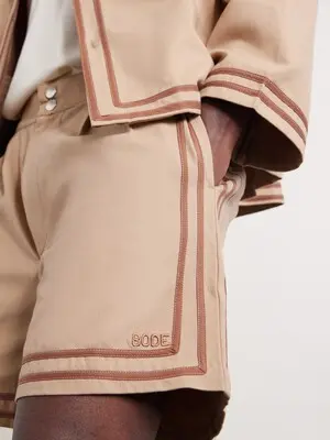 BODE Pleated Cotton-twill Shorts - Neutrals