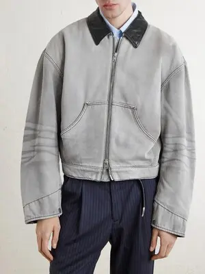 Acne Studios Cotton Leather-trimmed Jacket - Gray