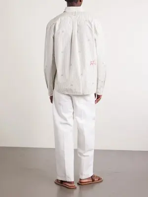 Jacquemus Embroidered Striped Cotton Shirt - Neutrals